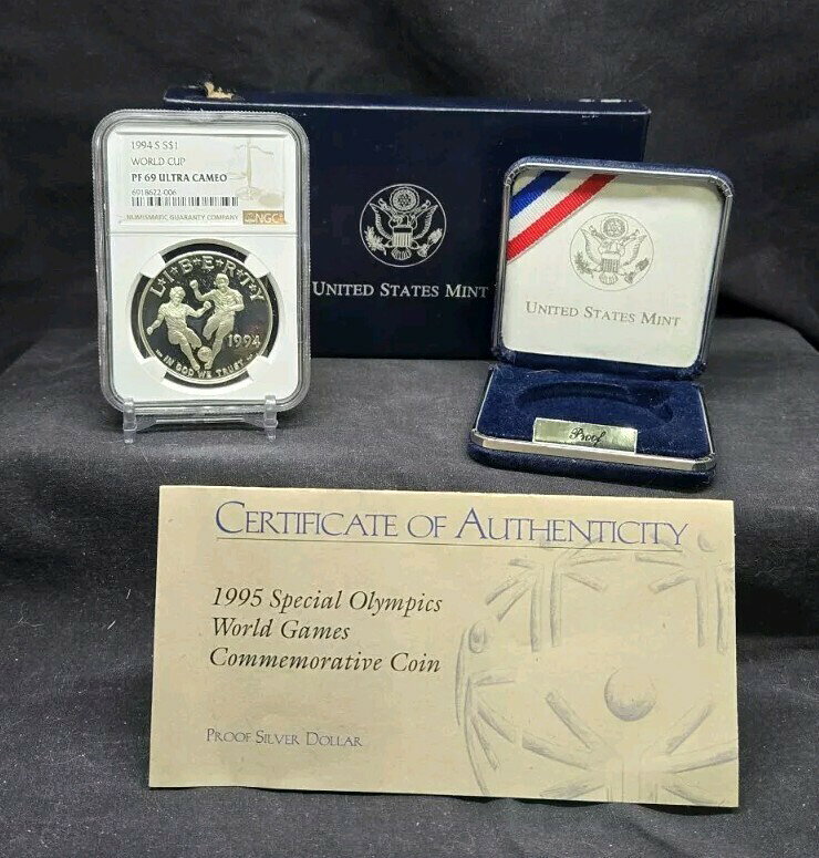 PRODUCT DETAILS 【商品情報】・鑑定機関: NGC・グレード: PF69 UC・発行年・発行国: 1994年 アメリカ・額面: 1ドル・テーマ・シリーズ: ワールドカップ サッカー・素材・重量: 銀貨【コンディション】・第三者...