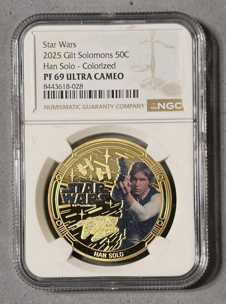 PRODUCT DETAILS 【商品情報】・鑑定機関: NGC・グレード: PF69 UC・発行年・発行国: 2025年 ソロモン諸島・額面: 0.5ドル・テーマ・シリーズ: スターウォーズ ハン・ソロ・素材・重量: 24金メッキ【コンデ...