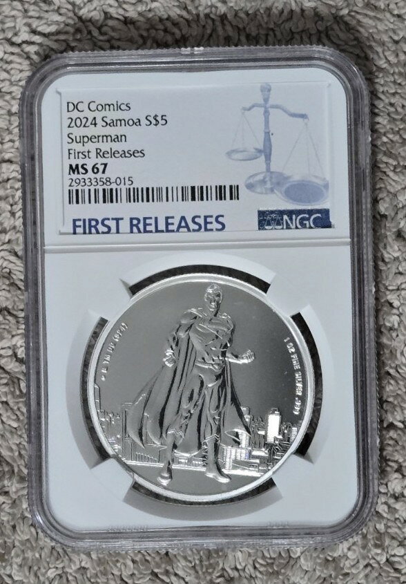 PRODUCT DETAILS 【商品情報】・鑑定機関: NGC・グレード: MS67 FIRST RELEASES・発行年・発行国: 2024年 サモア・額面: 5ドル・テーマ・シリーズ: DCコミックス ジャスティス・リーグ スーパーマ...