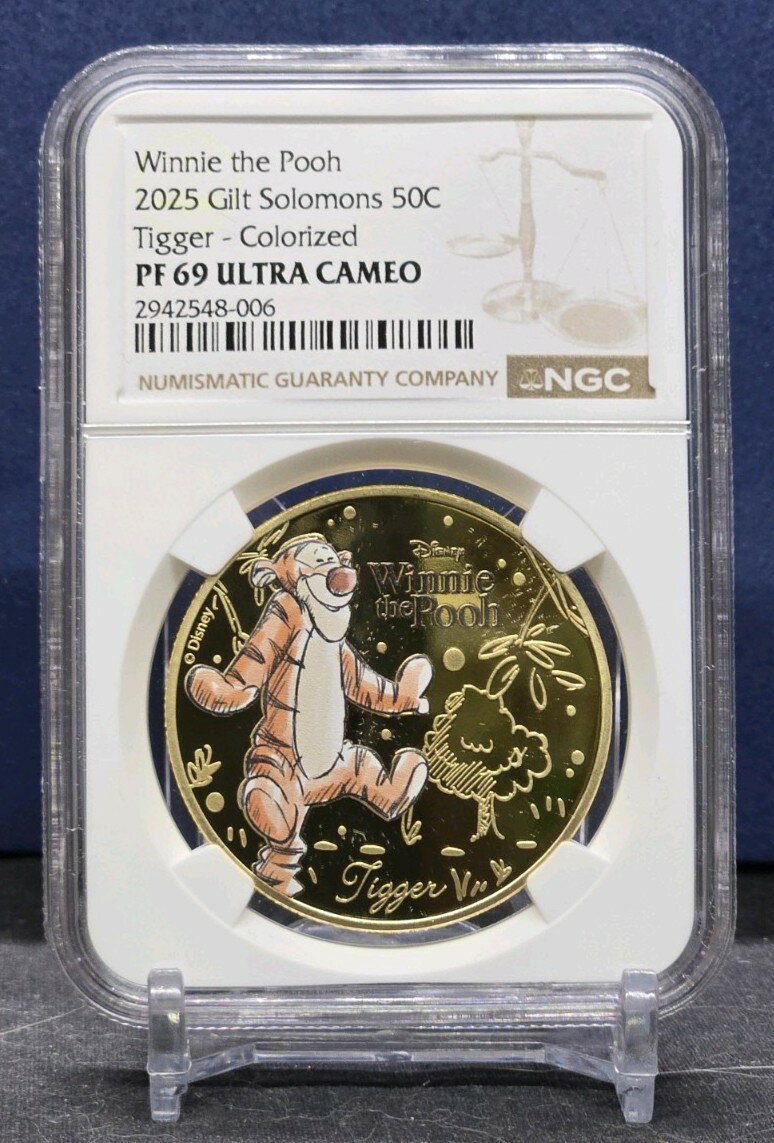PRODUCT DETAILS 【商品情報】・鑑定機関:NGC・グレード:PF69 ULTRA CAMEO (UC)・発行年・発行国:2025年 ソロモン諸島・額面:0.5ドル・テーマ・シリーズ:ディズニー くまのプーさん ティガー・素材・...