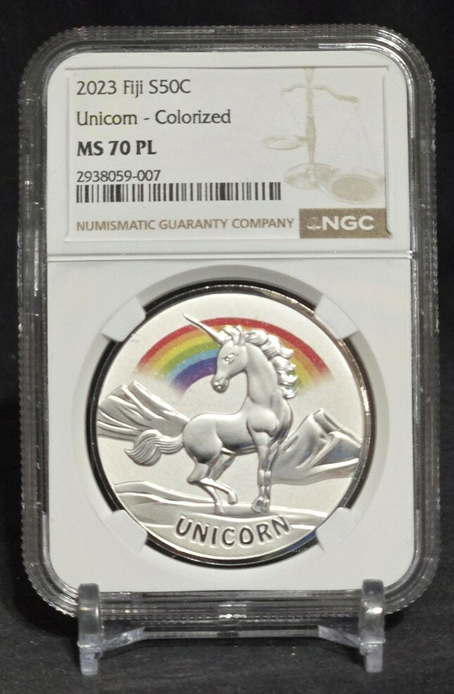 PRODUCT DETAILS 【商品情報】・鑑定機関: NGC・グレード: MS70 PL・発行年・発行国: 2023年 フィジー・額面: 50セント・テーマ・シリーズ: ユニコーン・素材・重量: カラー銀貨 1オンス .999純銀【コン...