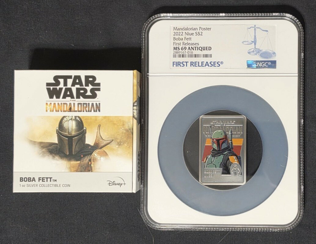 PRODUCT DETAILS 【商品情報】・鑑定機関: NGC・グレード: MS69 ANTIQUED FIRST RELEASES・発行年・発行国: 2022年 ニウエ・額面: 2ドル・テーマ・シリーズ: スターウォーズ ポスター（ボバ...