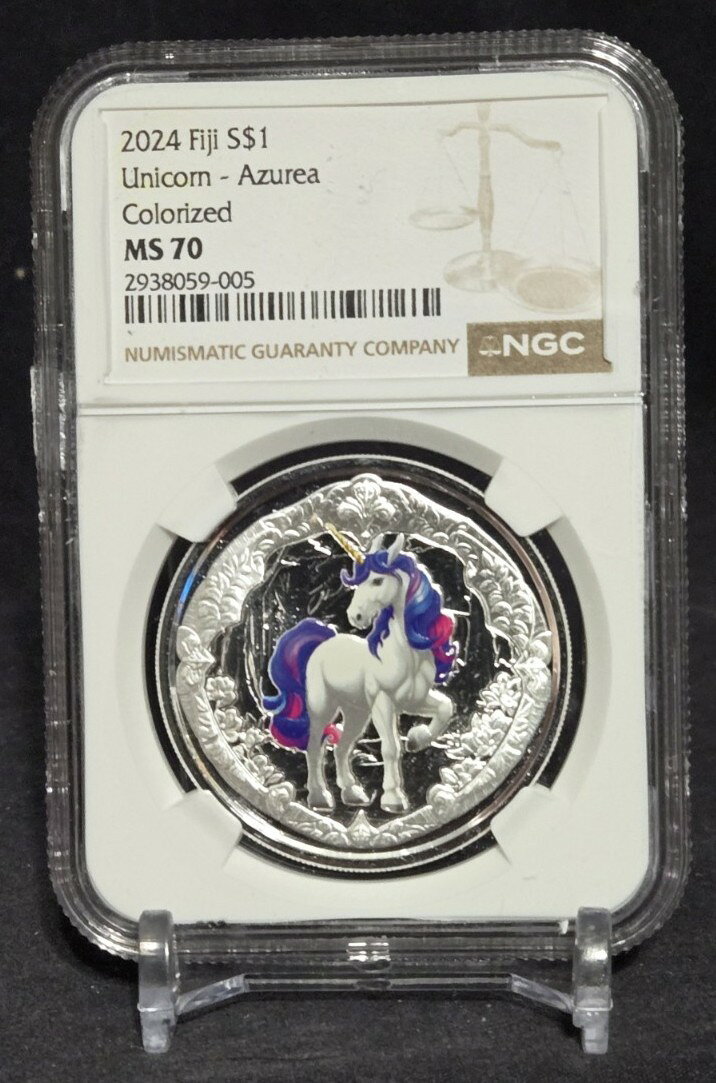 PRODUCT DETAILS 【商品情報】・鑑定機関: NGC・グレード: MS70・発行年・発行国: 2024年 フィジー・額面: 1ドル・テーマ・シリーズ: ユニコーン 「アズレア」 バイオレットカラー・素材・重量: -・鑑定番号: ...