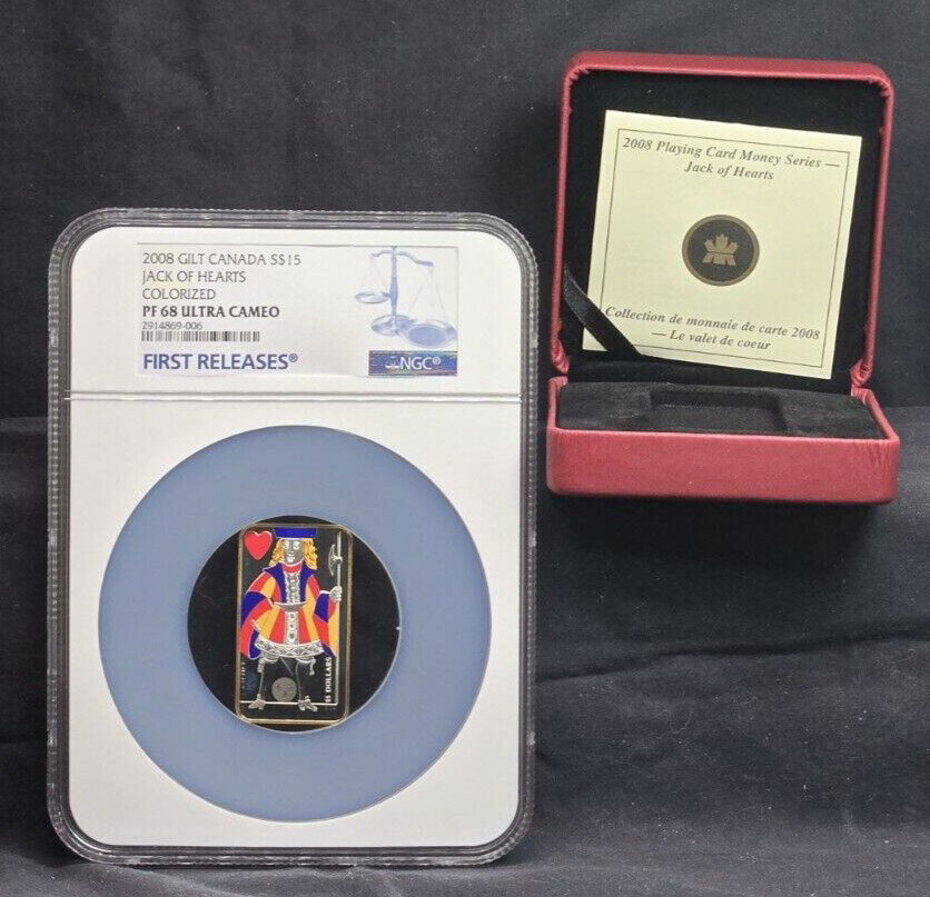PRODUCT DETAILS 【商品情報】・鑑定機関:NGC・グレード:PF68 UC・発行年・発行国:2008 カナダ・額面:15ドル・テーマ・シリーズ:トランプ シリーズ ハートのジャック・素材・重量:銀貨【コンディション】・第三者鑑...