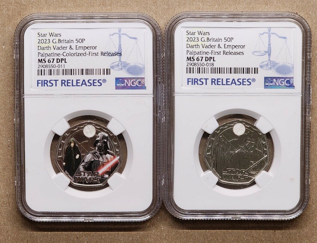 PRODUCT DETAILS 【商品情報】・鑑定機関: NGC・グレード: MS67 DPL FR・発行年・発行国: 2023年 イギリス・額面: 50ペンス・テーマ・シリーズ: スター・ウォーズ（ダース・ベイダー＆パルパティーン皇帝）・...