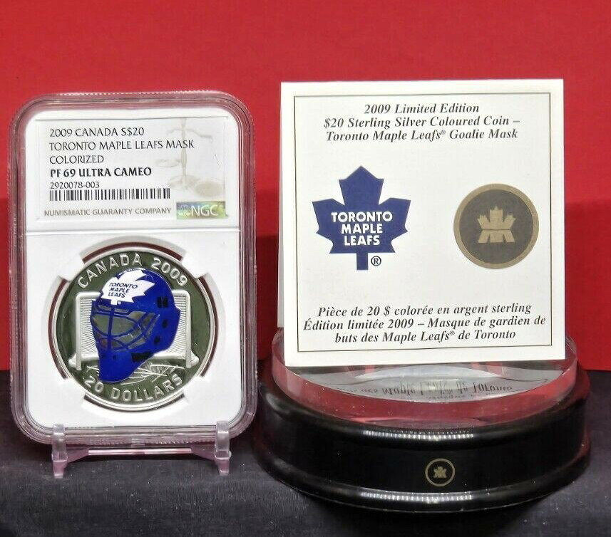 PRODUCT DETAILS 【商品情報】・鑑定機関：NGC・グレード：PF69 ULTRA CAMEO・発行年・発行国：2009年 カナダ・額面：20ドル・テーマ・シリーズ：ホッケー ゴーリーマスク トロント・メープルリーフス・素材・重...
