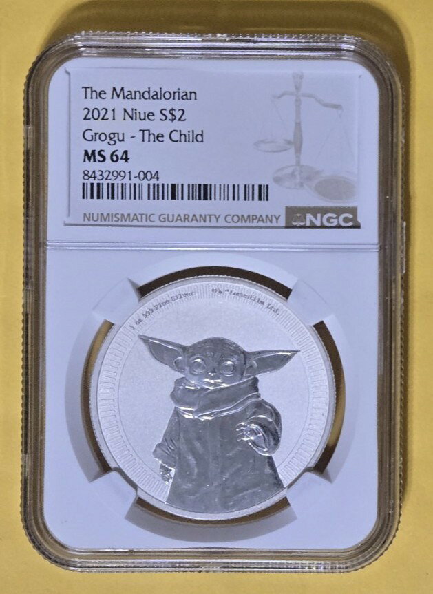 PRODUCT DETAILS 【商品情報】・鑑定機関：NGC・グレード：MS64・発行年・発行国：2021年・ニウエ・額面：2ドル・テーマ・シリーズ：スター・ウォーズ マンダロリアン グローグー・素材・重量：銀（.999） 1オンス【コン...