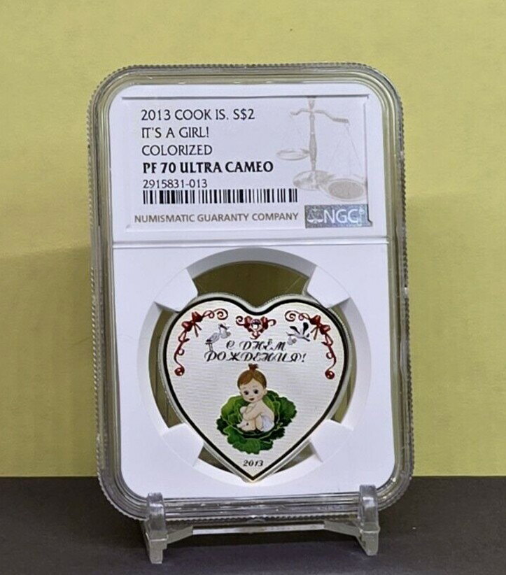PRODUCT DETAILS 【商品情報】・鑑定機関：NGC・グレード：PF70 UC・発行年・発行国：2013年 クック諸島・額面：2ドル・テーマ・シリーズ：バースデーハート イッツ・ア・ガール・素材・重量：プルーフ貨・備考：元箱・保証...