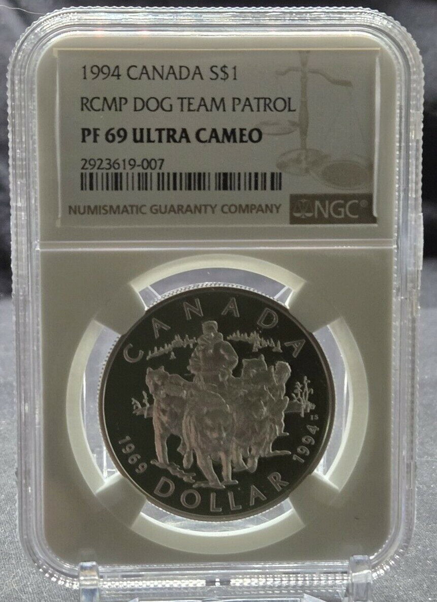 PRODUCT DETAILS 【商品情報】・鑑定機関:NGC・グレード:PF69 Ultra Cameo・発行年・発行国:1994年 カナダ・額面:1ドル・テーマ・シリーズ:RCMP 北極犬ぞり隊パトロール・素材・重量:プルーフ銀貨【コン...
