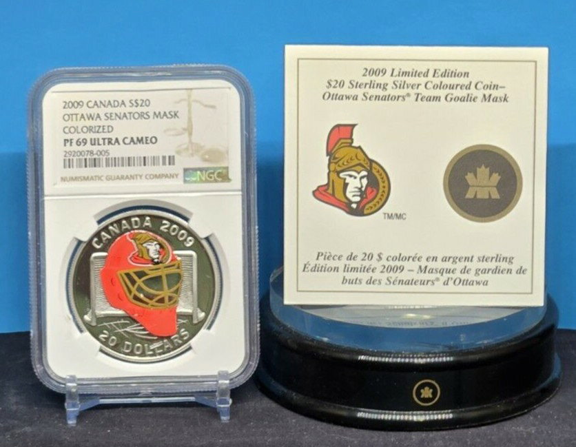 PRODUCT DETAILS 【商品情報】・鑑定機関: NGC・グレード: PF69 UC・発行年・発行国: 2009年・カナダ・額面: 20ドル・テーマ・シリーズ: ホッケー ゴールキーパー マスク オタワ・セネターズ・素材・重量: 銀...