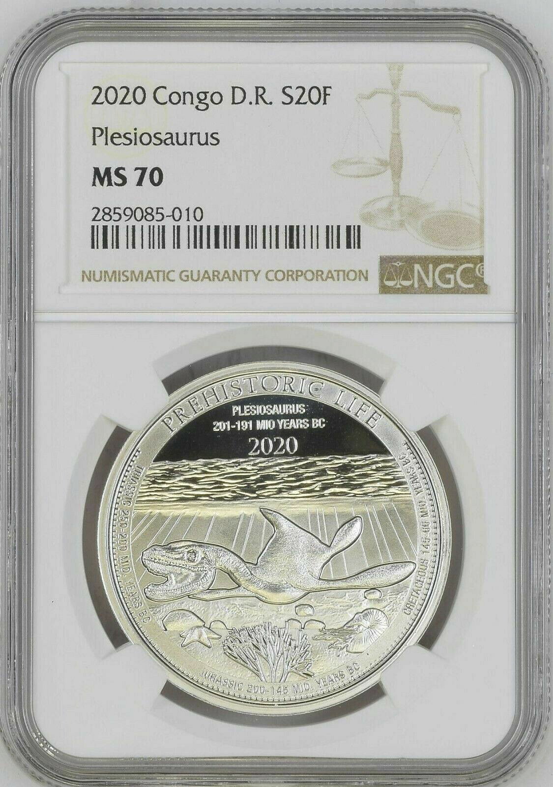 PRODUCT DETAILS 【商品情報】・鑑定機関: NGC・グレード: MS70・発行年・発行国: 2020年 コンゴ民主共和国・額面: 20フラン・テーマ・シリーズ: プレシオサウルス・素材・重量: 銀貨【コンディション】・第三者鑑...