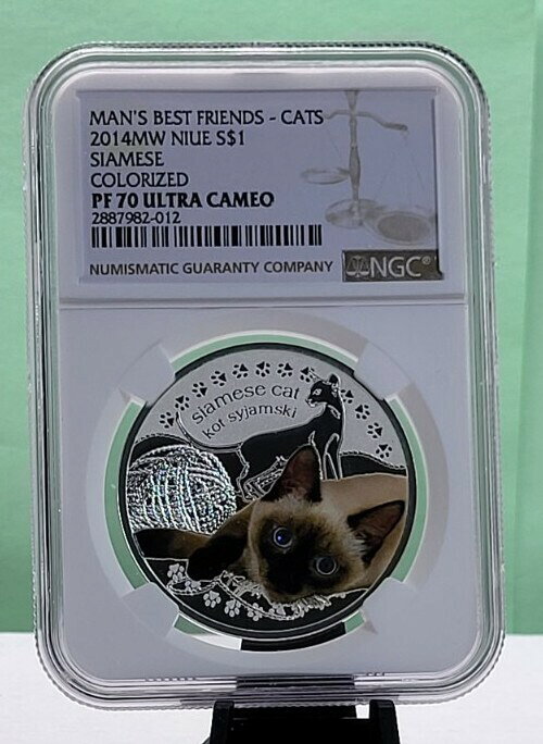 PRODUCT DETAILS 【商品情報】・鑑定機関：NGC・グレード：PF70 UC・発行年・発行国：2014年・ニウエ・額面：1ドル・テーマ・シリーズ：マンズベストフレンド シャム猫 (Man's Best Friends)・素材・重...