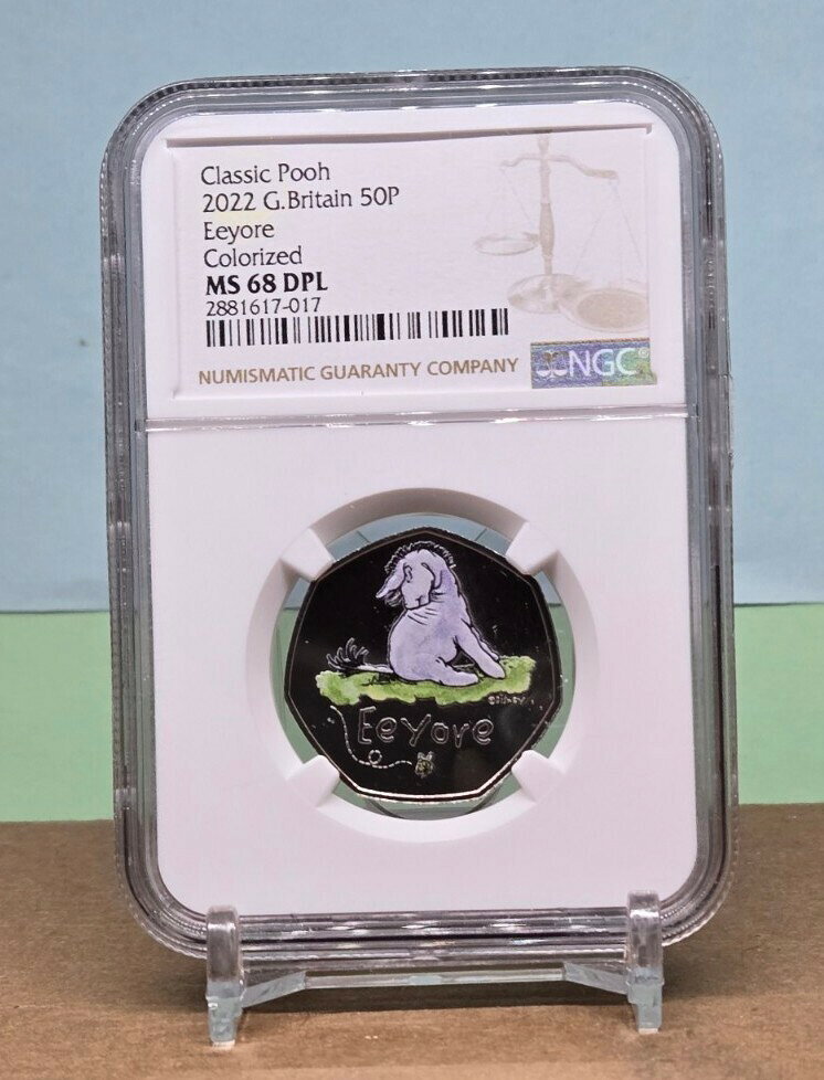 PRODUCT DETAILS 【商品情報】・鑑定機関：NGC・グレード：MS68 DPL (Deep Proof Like)・発行年・発行国：2022年 イギリス・額面：50ペンス・テーマ・シリーズ：ディズニー くまのプーさん イーヨー・...
