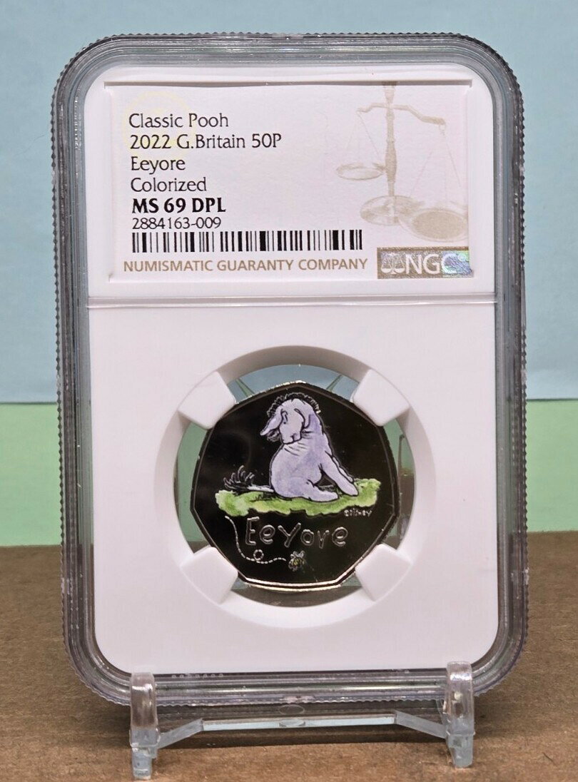 PRODUCT DETAILS 【商品情報】・鑑定機関: NGC・グレード: MS69 DPL・発行年・発行国: 2022年 イギリス・額面: 50ペンス・テーマ・シリーズ: ディズニー くまのプーさん イーヨー・素材・重量: カラーコイン...