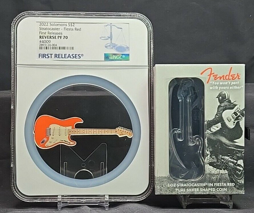 PRODUCT DETAILS 【商品情報】・鑑定機関: NGC・グレード: REV PF70・発行年・発行国: 2022年 ソロモン諸島・額面: 2ドル・テーマ・シリーズ: フェンダー ギター ストラトキャスター フィエスタレッド・素材・...