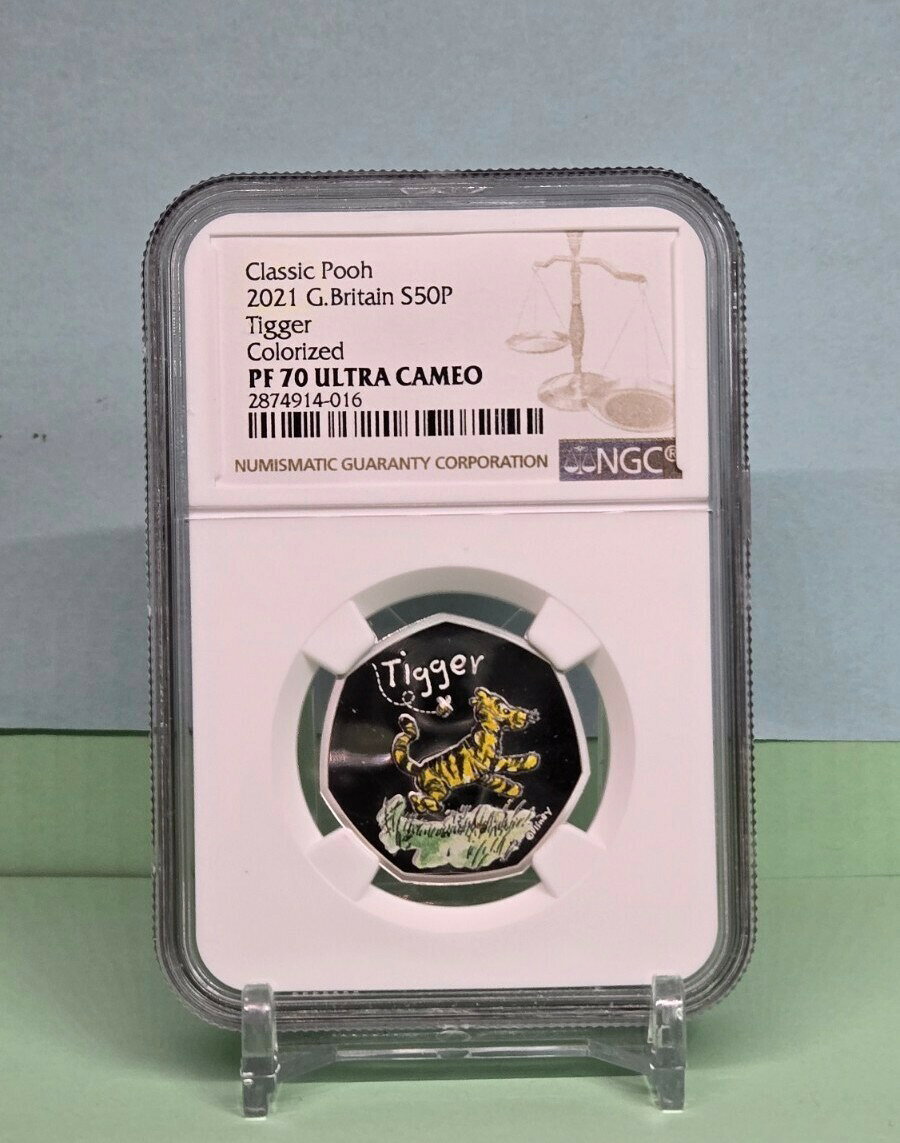PRODUCT DETAILS 【商品情報】・鑑定機関: NGC・グレード: PF70 Ultra Cameo・発行年・発行国: 2021年 イギリス・額面: 50ペンス・テーマ・シリーズ: ディズニー くまのプーさん ティガー・素材・重量...