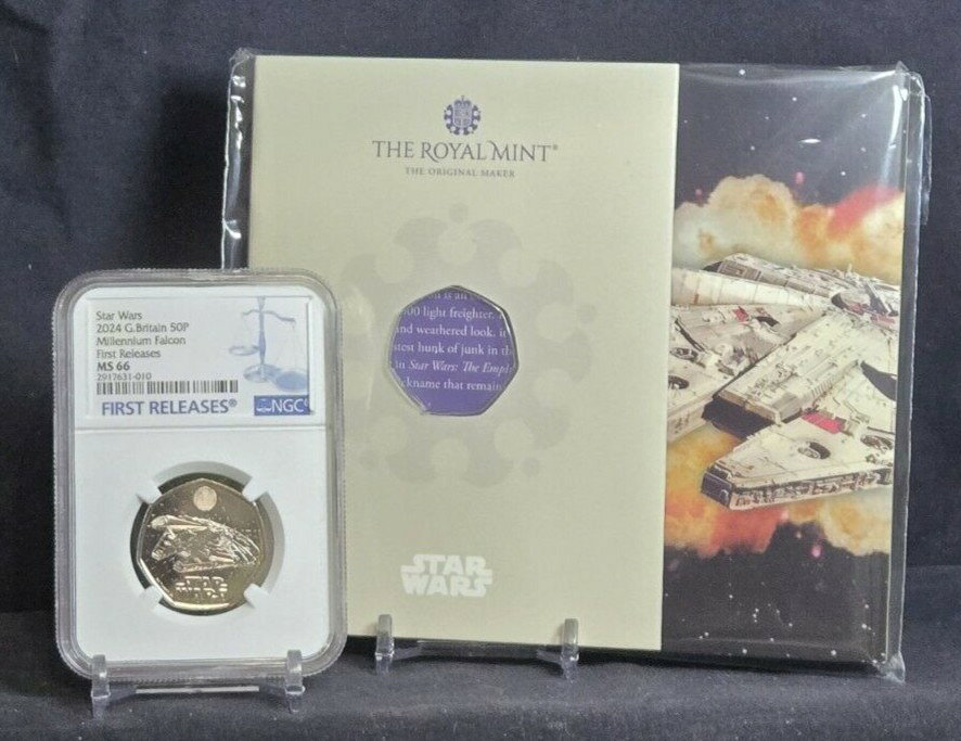 PRODUCT DETAILS 【商品情報】・鑑定機関: NGC・グレード: MS66 DPL (Deep Proof Like)・発行年・発行国: 2024年 イギリス・額面: 50ペンス・テーマ・シリーズ: スター・ウォーズ ミレニアム...
