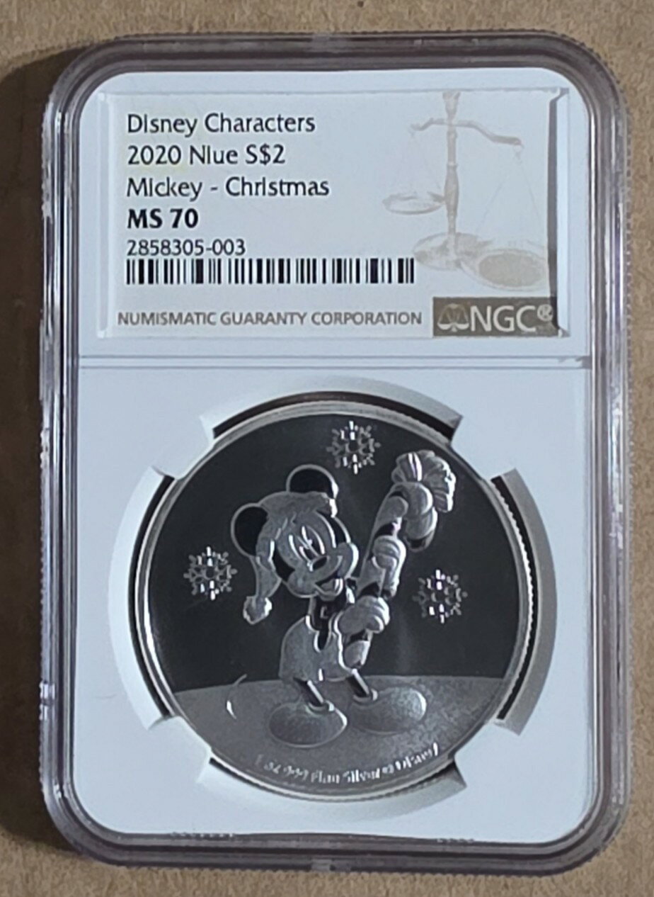 PRODUCT DETAILS 【商品情報】・鑑定機関：NGC・グレード：MS70・発行年・発行国：2020年 ニウエ・額面：2ドル・テーマ・シリーズ：ディズニー ミッキーマウス クリスマス サンタ キャンディケイン・素材・重量：銀（.99...