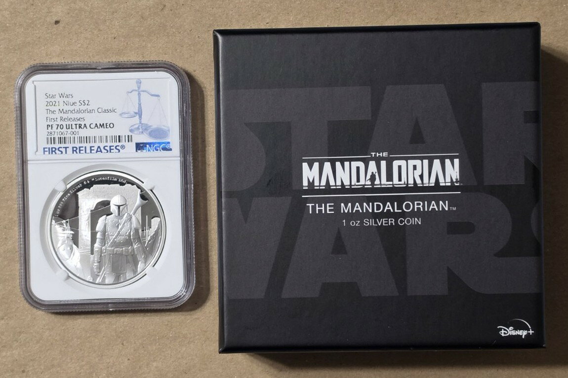 PRODUCT DETAILS 【商品情報】・鑑定機関：NGC・グレード：PF70 ULTRA CAMEO FIRST RELEASES・発行年・発行国：2021年 ニウエ・額面：2ドル・テーマ・シリーズ：スター・ウォーズ マンダロリアン・...