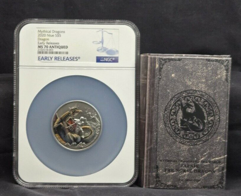 PRODUCT DETAILS 【商品情報】・鑑定機関: NGC・グレード: MS70 EARLY RELEASES (Antiqued)・発行年・発行国: 2020年・ニウエ・額面: 5ドル・テーマ・シリーズ: ノース・ドラゴン / 神話...