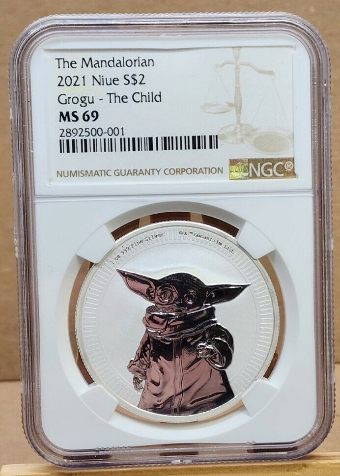 PRODUCT DETAILS 【商品情報】・鑑定機関: NGC・グレード: MS69・発行年・発行国: 2021年 ニウエ・額面: 2ドル・テーマ・シリーズ: スター・ウォーズ マンダロリアン グローグー・素材・重量: 銀（純度.999）...