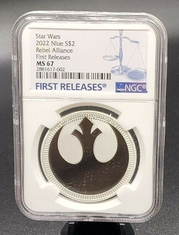 PRODUCT DETAILS 【商品情報】・鑑定機関：NGC・グレード：MS67 FR (First Releases)・発行年・発行国：2022年 ニウエ・額面：2ドル・テーマ・シリーズ：スター・ウォーズ 反乱同盟軍・素材・重量：銀 (...