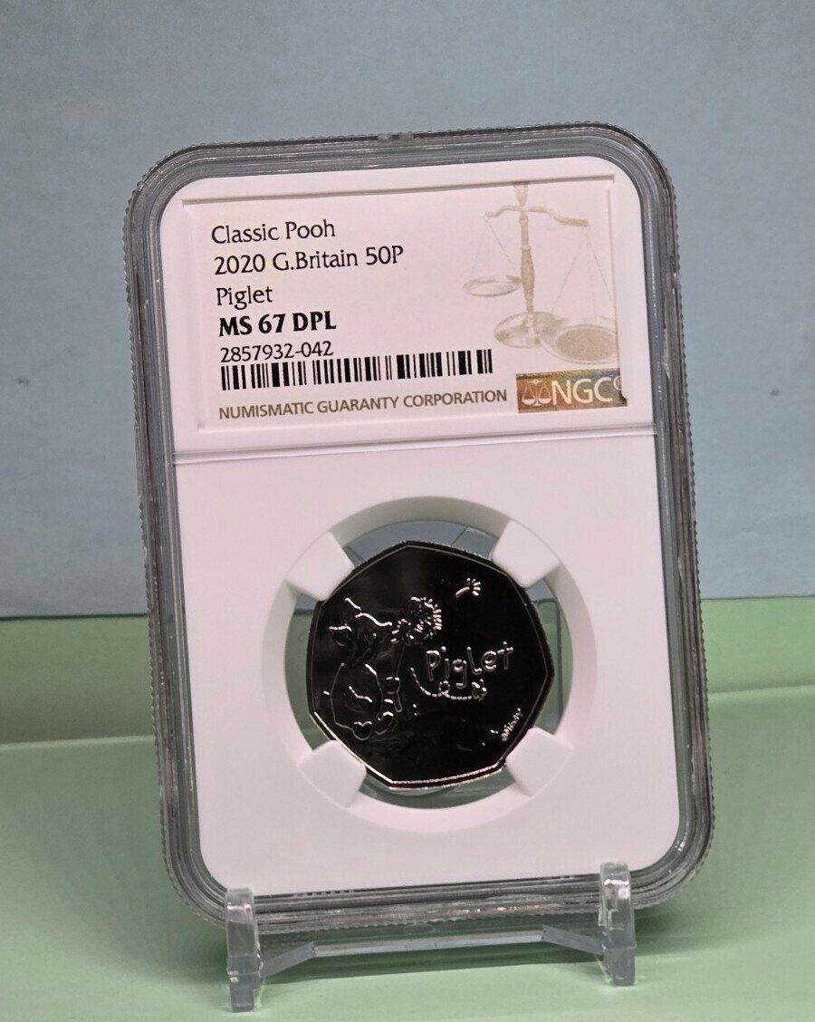 PRODUCT DETAILS 【商品情報】・鑑定機関: NGC・グレード: MS67 DPL・発行年・発行国: 2020年 イギリス・額面: 50ペンス・テーマ・シリーズ: ディズニー くまのプーさん ピグレット・素材・重量: -・鑑定番...