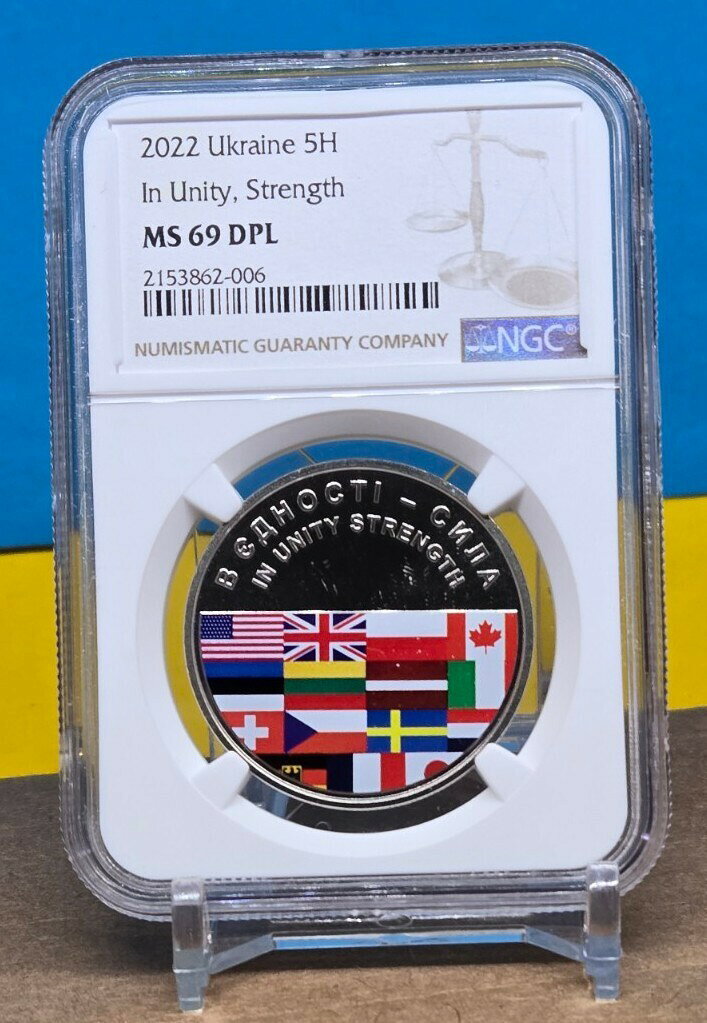 PRODUCT DETAILS 【商品情報】・鑑定機関: NGC・グレード: MS69 DPL・発行年・発行国: 2022年 ウクライナ・額面: 5フリヴニャ・テーマ・シリーズ: イン・ユニティ・ストレングス (In Unity, Stre...