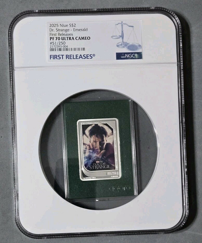 PRODUCT DETAILS 【商品情報】・鑑定機関: NGC・グレード: PF70 UC・発行年・発行国: 2025年・ニウエ・額面: 2ドル・テーマ・シリーズ: マーベル トレーディングコイン ドクター・ストレンジ・素材・重量: 銀(...