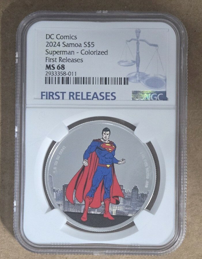 PRODUCT DETAILS 【商品情報】・鑑定機関: NGC・グレード: MS68 FR (First Releases)・発行年・発行国: 2024年・サモア・額面: 5ドル・テーマ・シリーズ: DCコミックス ジャスティス・リーグ ...