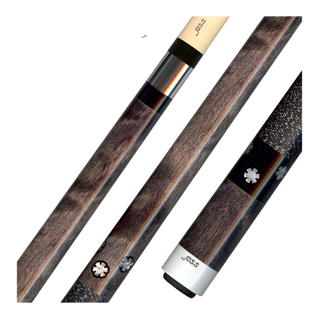 PRODUCT DETAILS Joss Gray Stained Maple with Notched Pearl Dot Inlays ビリヤードキュー プレーキュー メープル パールインレイ 5/16-14パイロテッドジョイント アイ...