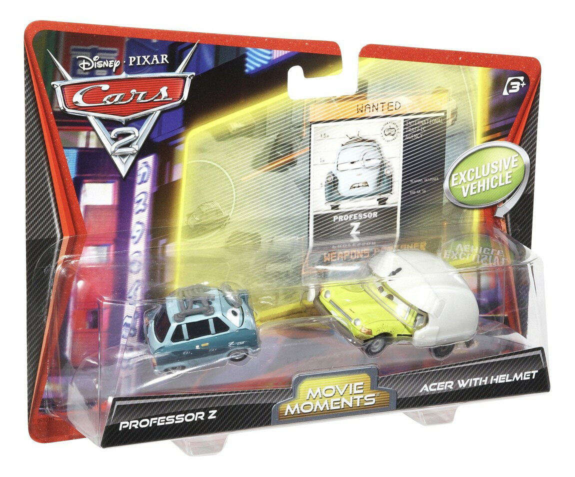 PRODUCT DETAILS ディズニー ピクサー カーズ2 ザンダップ教授 エーサー ヘルメット付 ダイキャストカー 2台セット ミニカー 1/55スケール【商品仕様】・ アイテム種別：ダイキャスト製ミニカー・ セット内容：ザンダップ教...