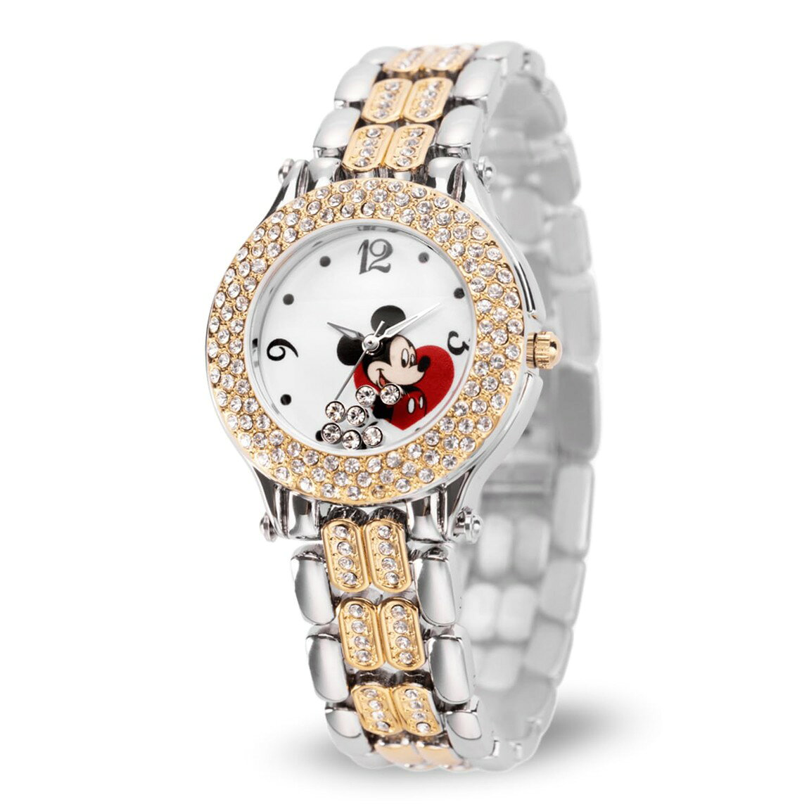 PRODUCT DETAILS ディズニー ミッキーマウス Mickey Mouse レディース 腕時計 ホワイト文字盤 フローティングストーン ステンレス マルチカラー 32.7mm【商品仕様】・ ムーブメント：日本製クォーツ・ ケース径...