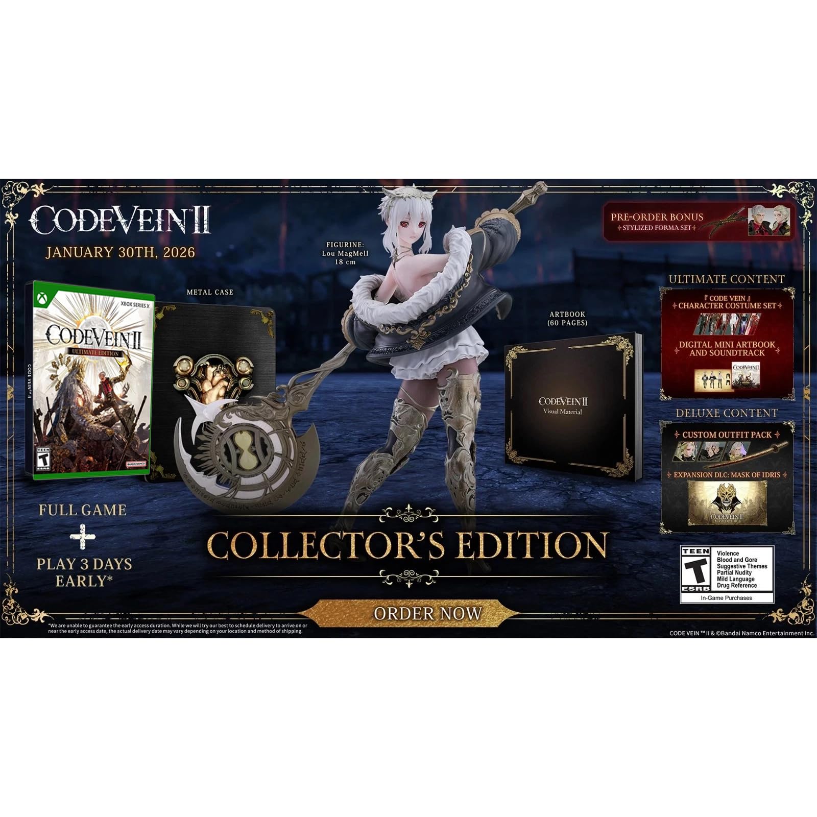 PRODUCT DETAILS 【商品情報】・商品名：CODE VEIN II Collectors Edition Xbox・対応機種：Xbox Series X・仕様：北米版・言語：英語【コンディション】・新品・海外直輸入品です。・パッ...
