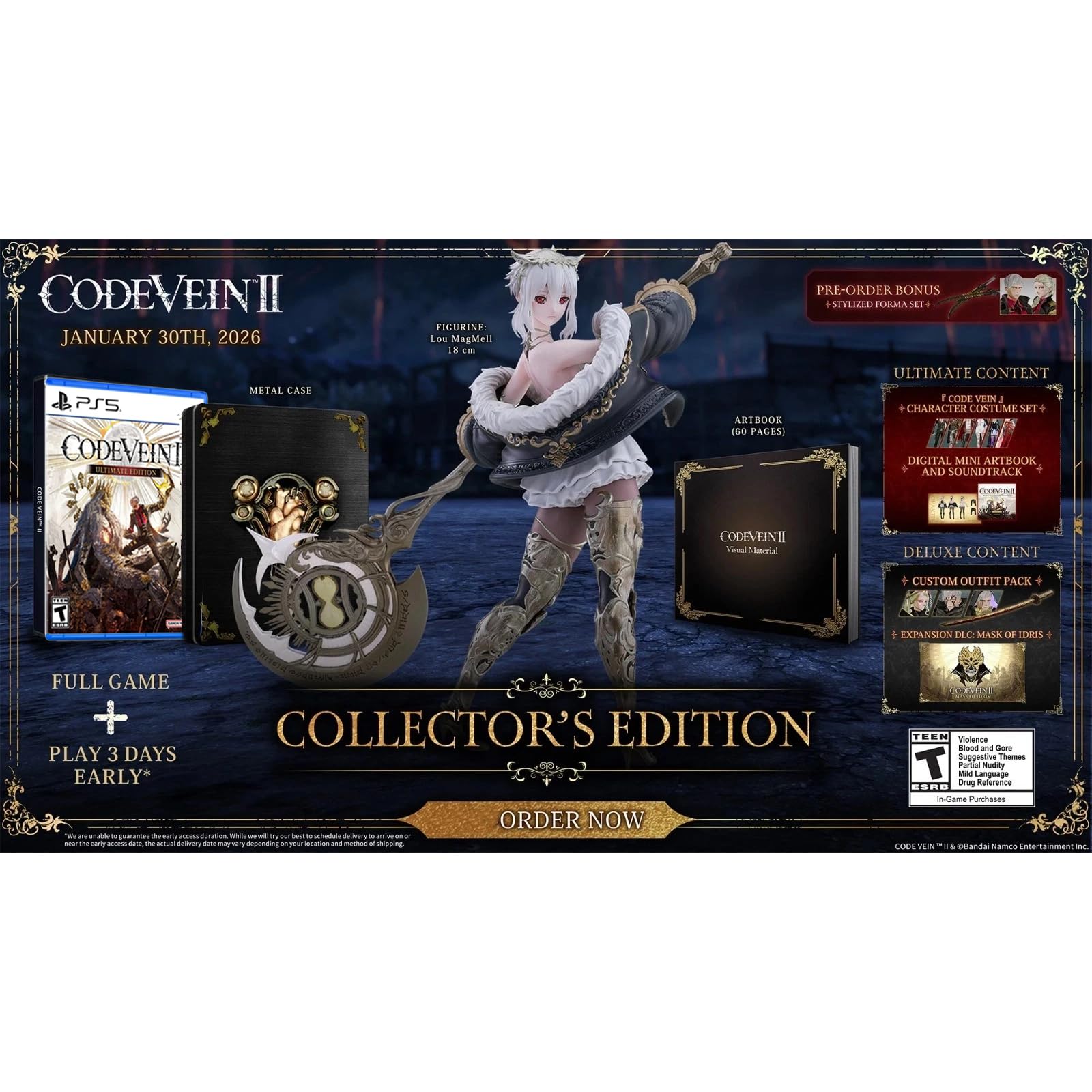 PRODUCT DETAILS 【商品情報】・商品名：CODE VEIN II Collectors Edition PS5・対応機種：PlayStation 5（PS5）・仕様：北米版・言語：英語【コンディション】・海外直輸入品です。・パ...