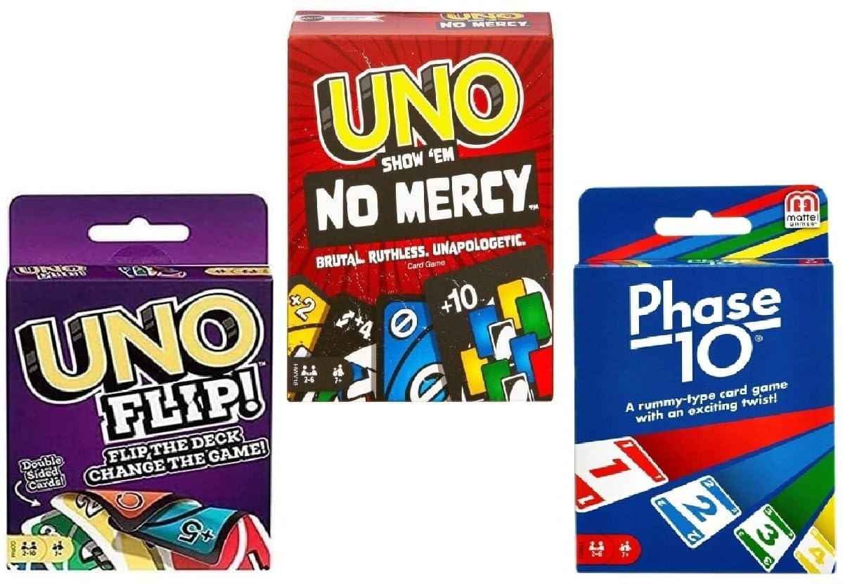 商品説明 商品の特徴・Mattel Uno No Mercy、Flip、Phase 10カードゲームの3種類セット・パーティーやカジュアルプレイに適したクラシックカードゲーム・2〜10人でプレイ可能（個人戦またはチーム戦）・手札を最初になく...