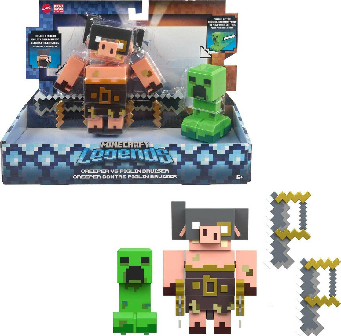 商品説明 商品の特徴・Minecraft Legendsのキャラクターフィギュア2体セット・フィギュアサイズ：約8.3cm・各フィギュアにアタックまたはリアクト機能を搭載・2体のフィギュアの機能が連動してバトルアクションが可能・可動関節によ...