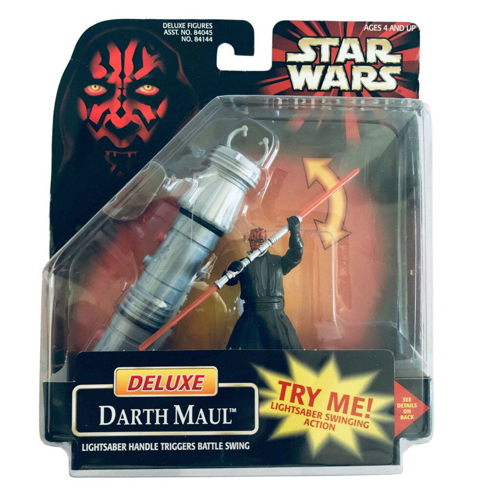 商品説明 主な機能・スター・ウォーズ エピソード1 デラックスアクションフィギュア - ダース・モール・ライトセーバーを振る動作機能付き・フィギュア本体サイズ：約10cm・パッケージサイズ：約23cm×20cmスペック・1998年製 Has...