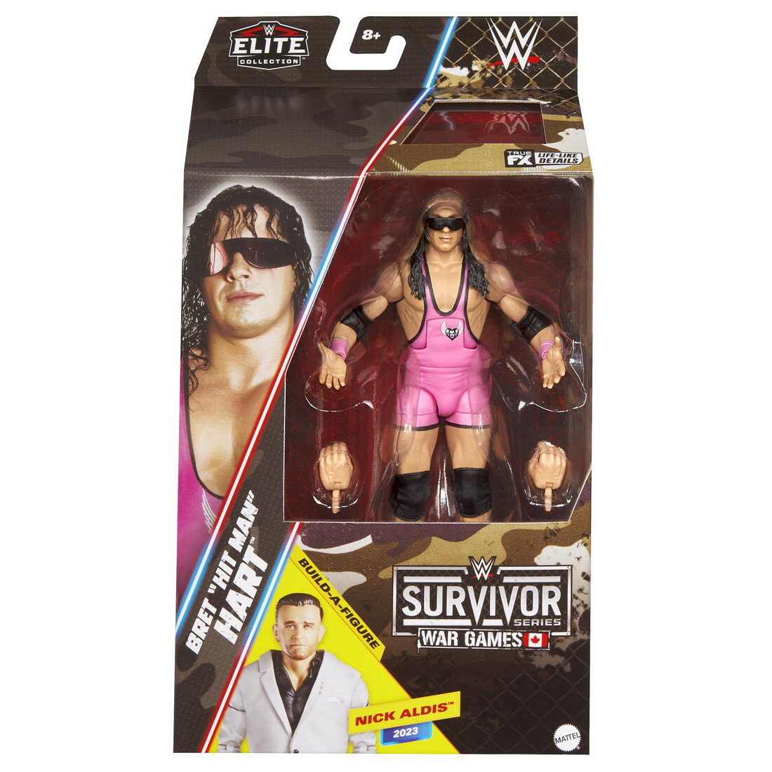 商品説明 商品の特徴・WWE Elite Survivor Series 2025シリーズのブレット・ハート アクションフィギュア・1993年のSurvivor Seriesをテーマにしたデザイン・黒のトリムとヒットマンスカル/ハートロゴが...