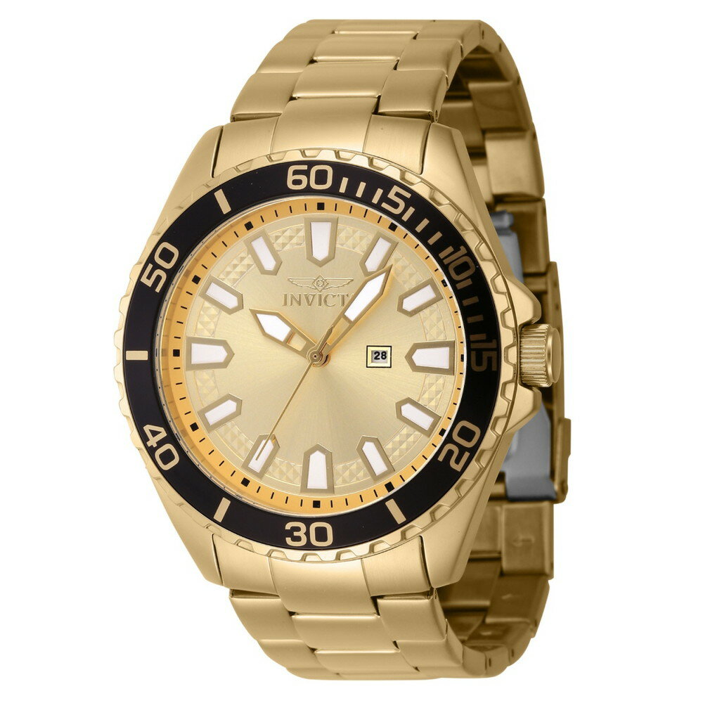 商品説明 INVICTA プロダイバー メンズ 腕時計 ゴールド クオーツ 46mmケース ステンレスバンド 5気圧防水 日付表示 アナログ【商品仕様】・ ケースサイズ：46mm・ ケース素材：ステンレススチール・ ケースカラー：ゴールド・...