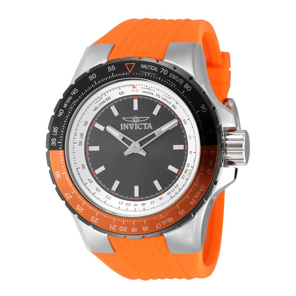 商品説明 インビクタ アビエイター メンズ 腕時計 クォーツ 100m防水 50mmケース オレンジ シリコンベルト ガンメタル文字盤 航空時計【商品仕様】・ ケースサイズ：50mm・ ケース素材：ステンレススチール・ ベルト素材：シリコン...