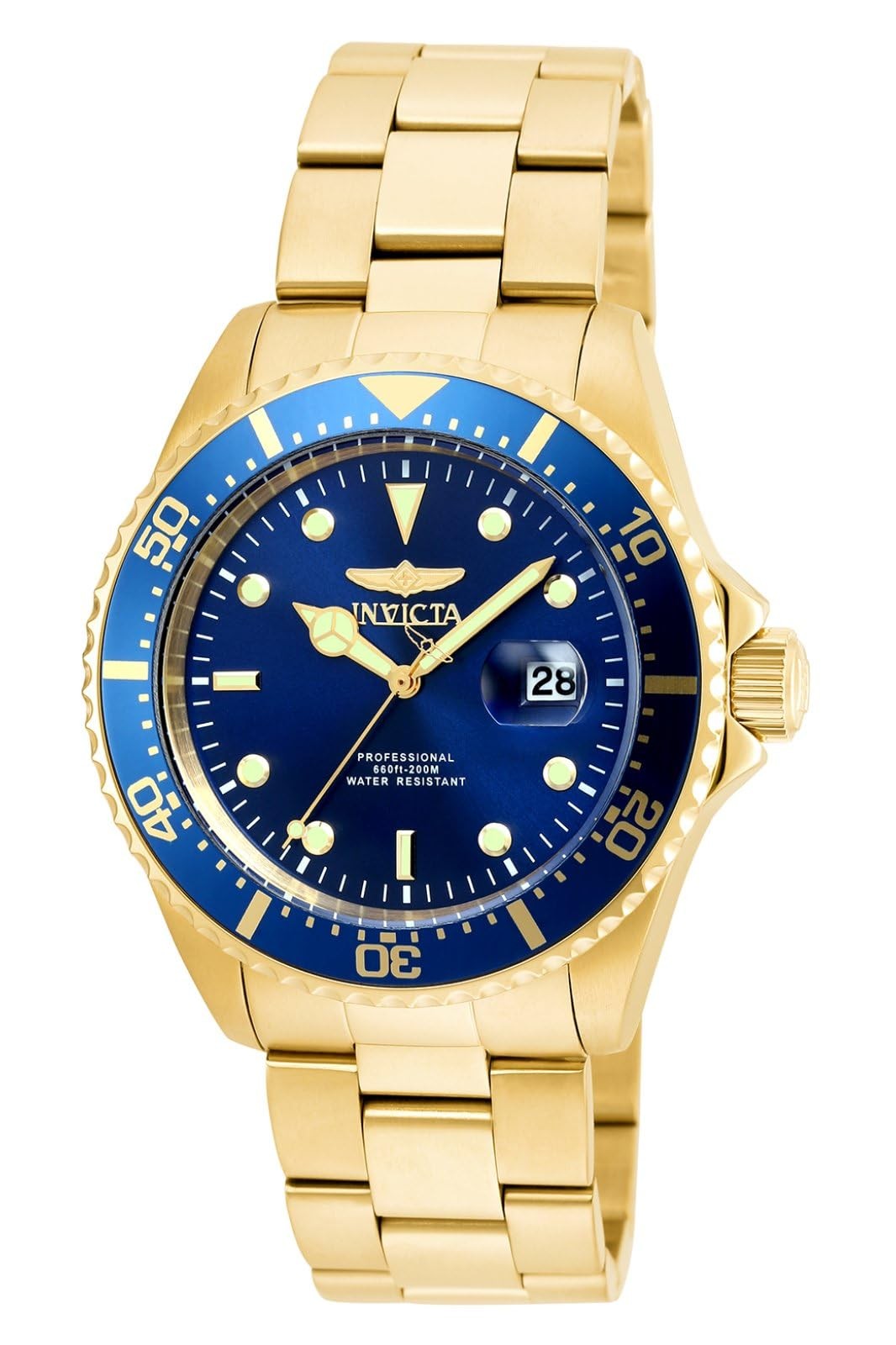 PRODUCT DETAILS インビクタ Pro Diver メンズ クォーツ 43mm ブルー文字盤 ゴールド ステンレス【商品仕様】・ ムーブメント：クォーツ・ ケース径：43mm・ ケース素材：ステンレススチール・ 文字盤色：ブルー...