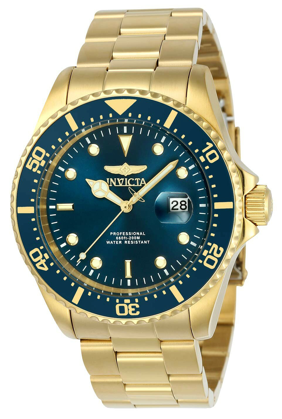 PRODUCT DETAILS インビクタ Pro Diver メンズ ネイビー文字盤 ゴールド ステンレス 200m防水 43mm【商品仕様】・ ムーブメント：日本製クォーツ（Caliber PC32A）・ ケース径：43mm・ ケース厚...
