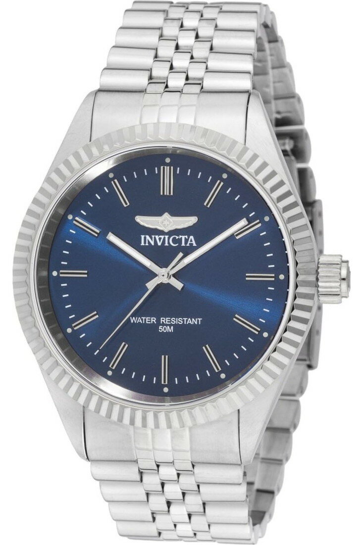 商品説明 主な機能/スペック・ブルーダイヤルにシルバートーンの針・シルバートーンステンレススチールケースとバンド・クォーツムーブメント・50メートル/165フィート防水・固定ベゼル・傷防止ミネラルクリスタル・ソリッドケースバック・フォールド...