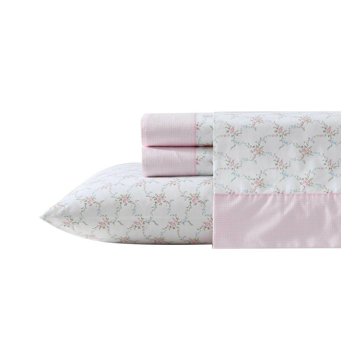 PRODUCT DETAILS Laura Ashley シーツセット Lynda Pink 綿100% 花柄 チェック柄 ベッドカバー 枕カバー付き【商品仕様】・ブランド：Laura Ashley・素材：綿100%（パーケール織り）・カラ...