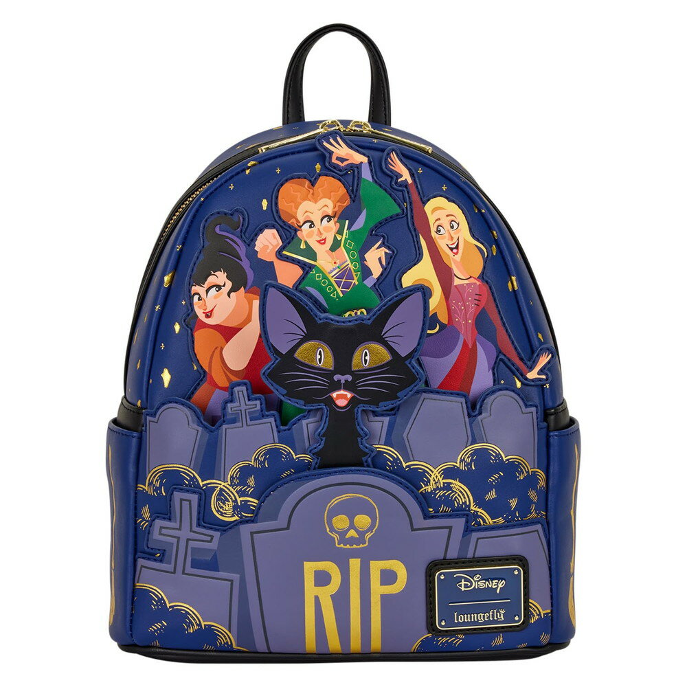 商品説明 商品の特徴・ディズニー映画「ホーカス ポーカス」のサンダーソン三姉妹をデザインしたミニバックパック・星空の下の墓地で踊る三姉妹のデザイン・墓石の後ろからビンクスが顔を出すデザイン・サイドポケットにそれぞれの箒をゴールドフォイルで装...