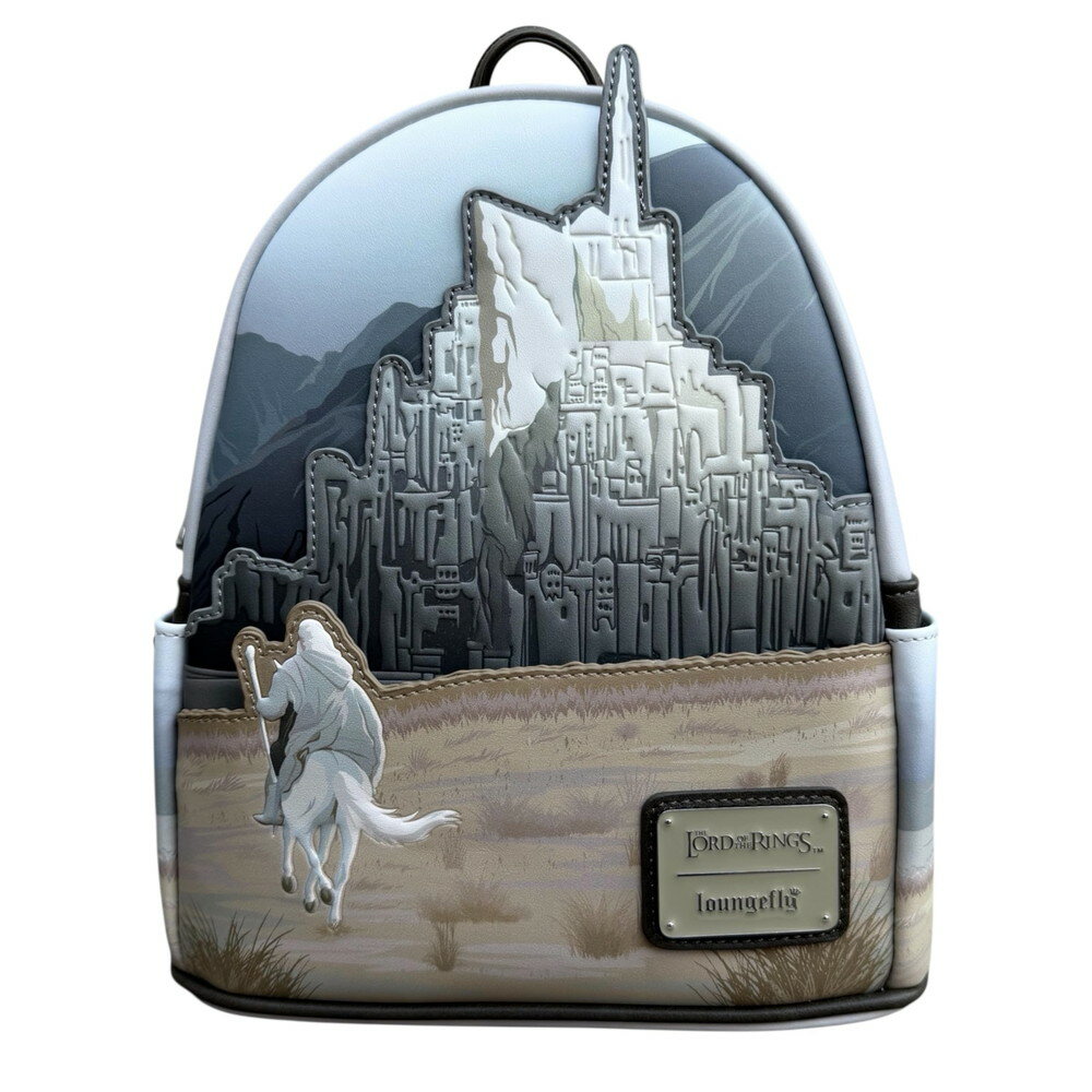 商品説明 商品の特徴・ロード・オブ・ザ・リング ミナス・ティリス デザインのミニバックパック・表面：シャドウファクスに乗るガンダルフとミナス・ティリスの王国を描いたデザイン・裏面：白の木とゴンドールの守護兵のデザイン・ゴンドールの盾型ジッパ...