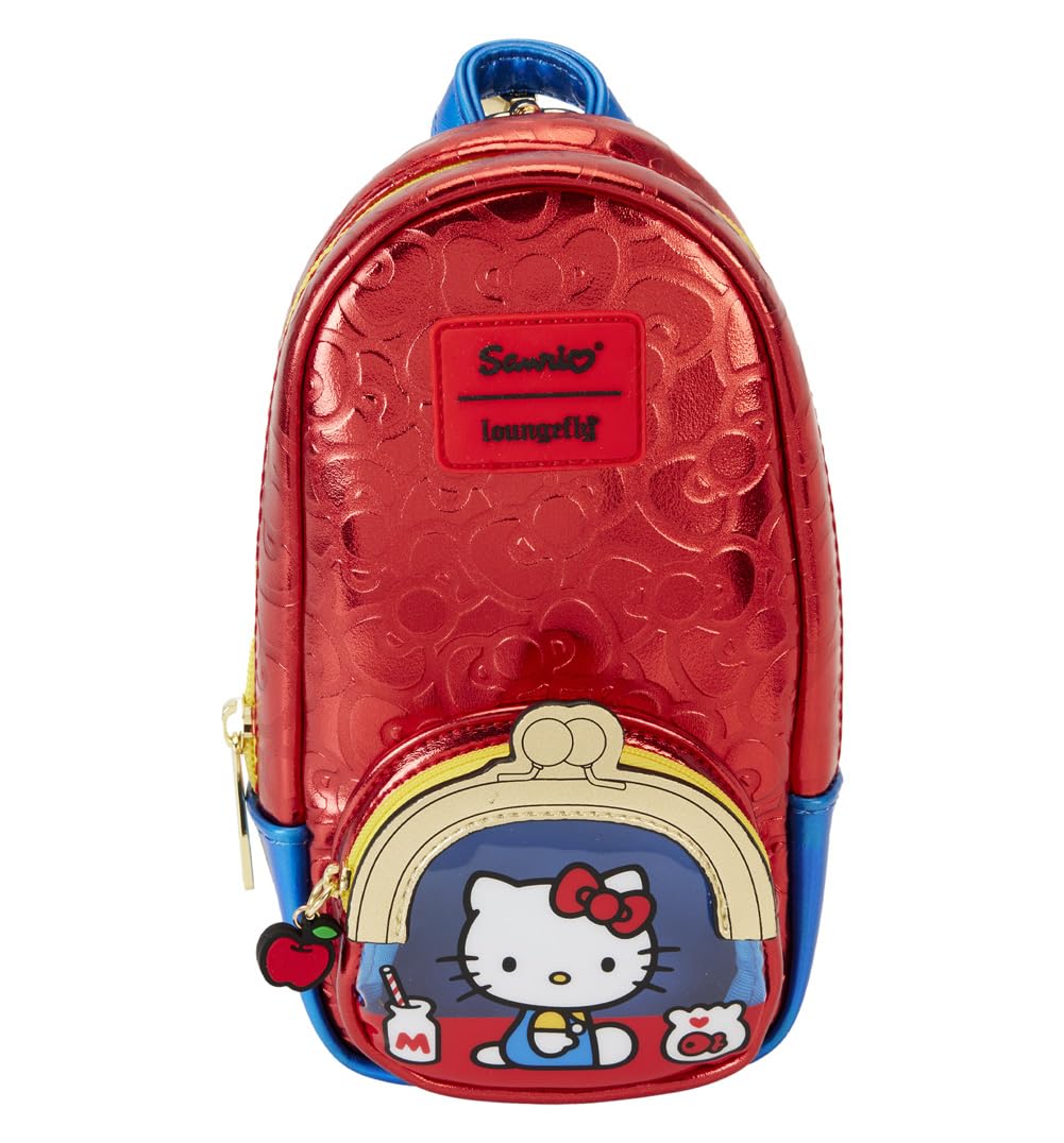 商品説明 ラウンジフライ サンリオ ハローキティ 50周年記念 ペンケース ミニバックパック型 ポーチ 文房具入れ メタリック レッド リボン【商品仕様】・素材：ヴィーガンレザー（ポリウレタン）・サイズ：幅 約10.1cm × 高さ 約20...