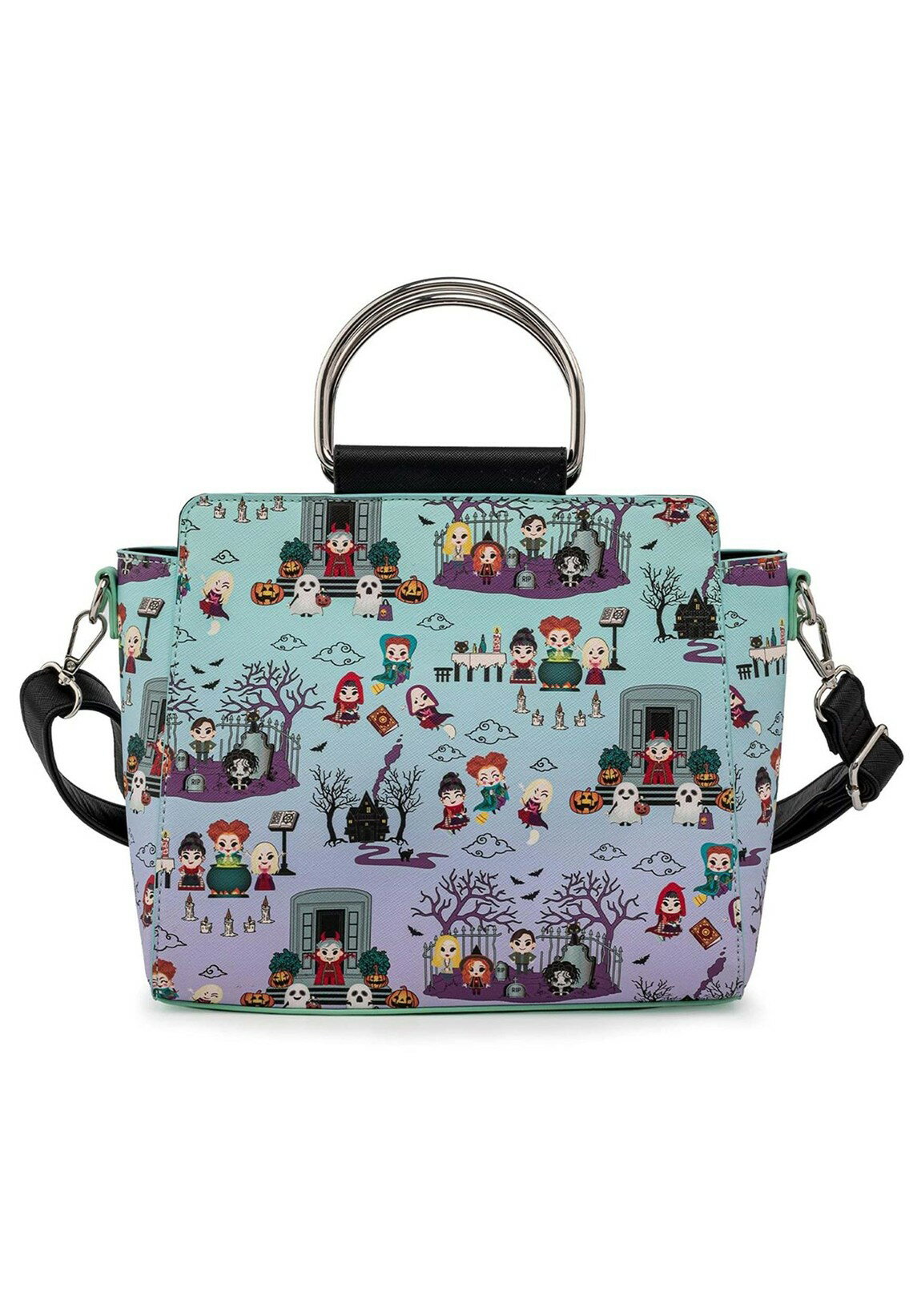 PRODUCT DETAILS Loungefly ディズニー ホーカス ポーカス ショルダーバッグ クロスボディバッグ 総柄 シーンデザイン【商品仕様】・ アイテム種別：ショルダーバッグ / クロスボディバッグ・ 素材：合成皮革（フェイク...
