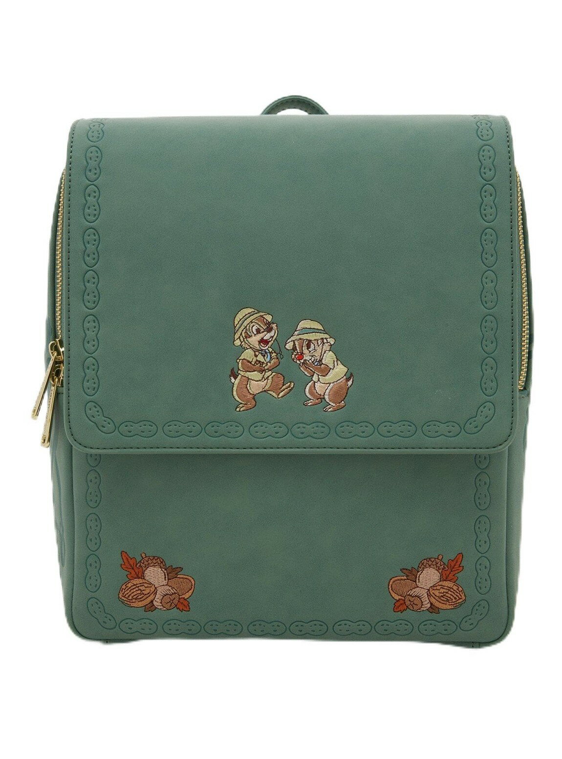 PRODUCT DETAILS Loungefly ディズニー チップとデール 刺繍 ミニバックパック リュック グリーン BoxLunch限定【商品仕様】・ アイテム種別：ミニバックパック（ミニリュック）・ 素材：フェイクレザー（合成皮革...